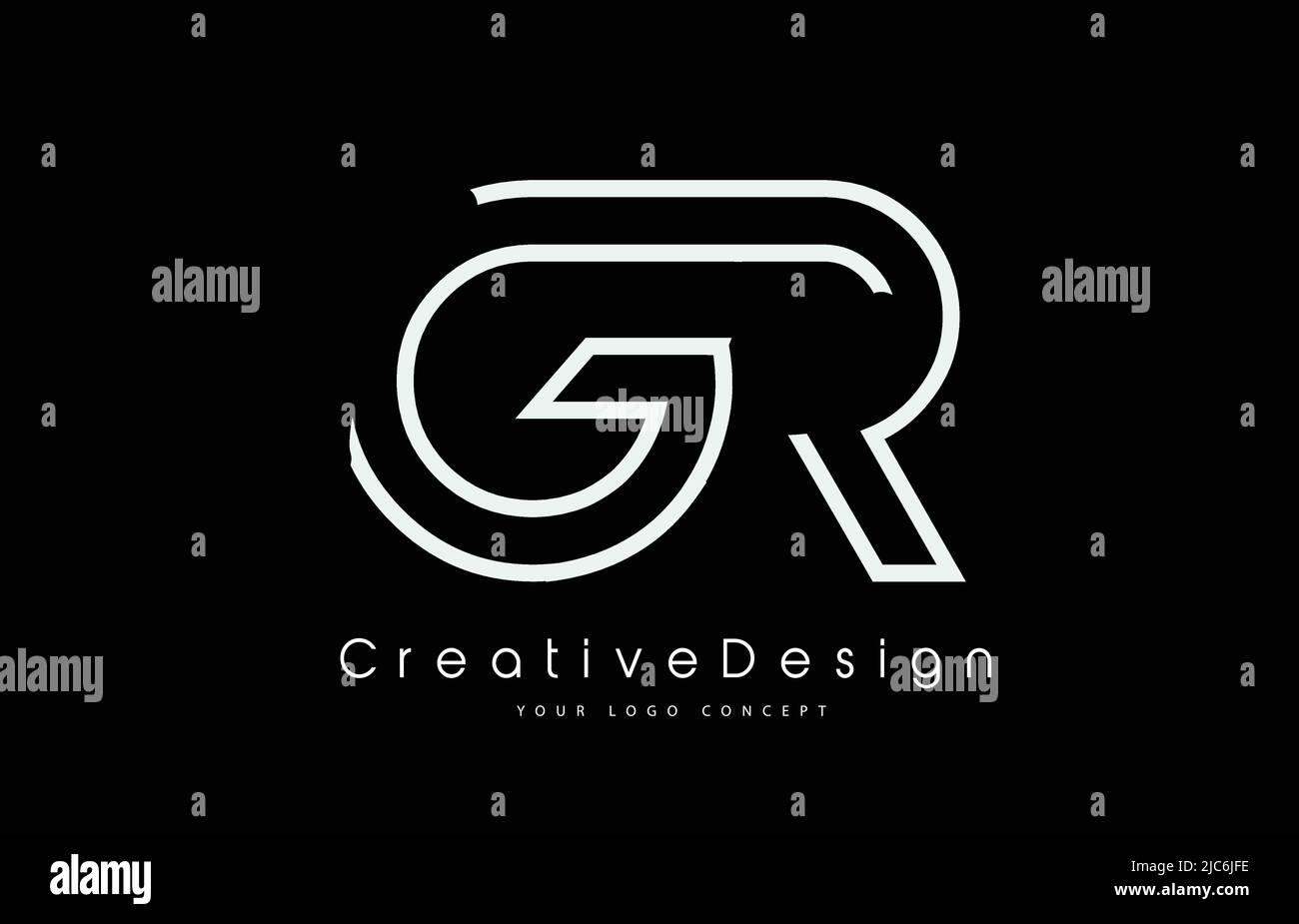 GR G R Letter Logo Design in White Colors. Creative Modern Letters ...