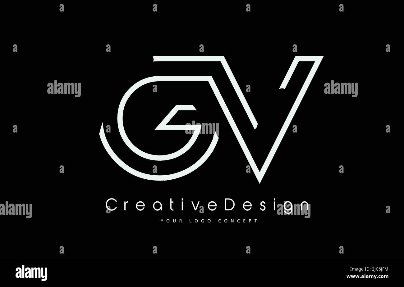 GV G V Letter Logo Design in White Colors. Creative Modern Letters ...