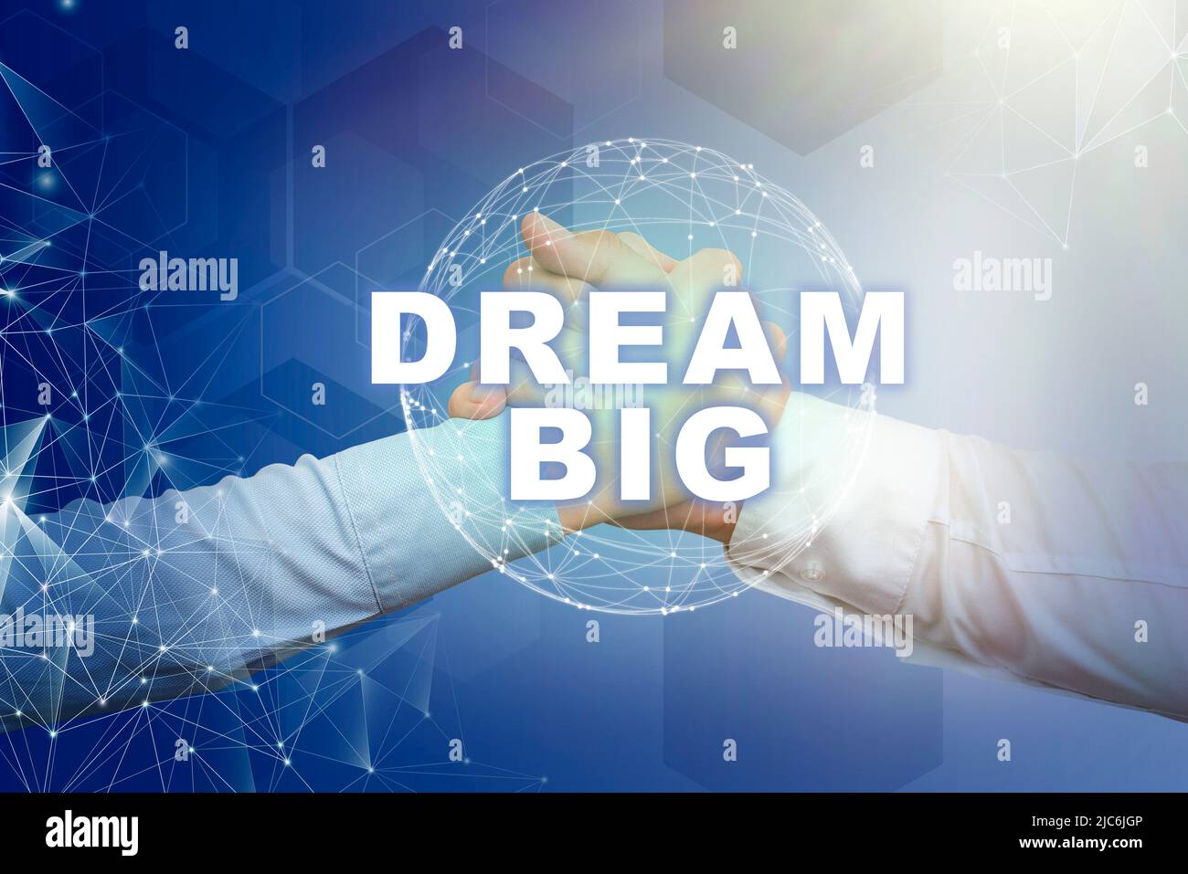 Conceptual caption Dream Big. Word for To think of something high value ...