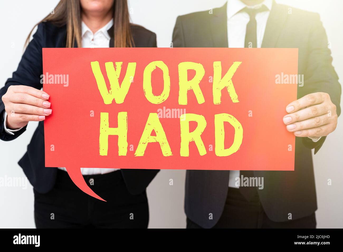 Text sign showing Work Hard. Business approach Laboring that puts ...
