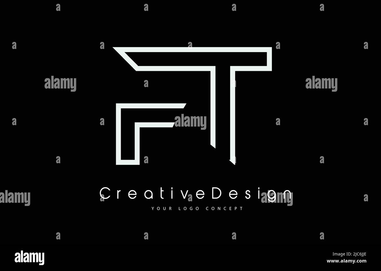 FT F T Letter Logo Design in White Colors. Creative Modern Letters ...