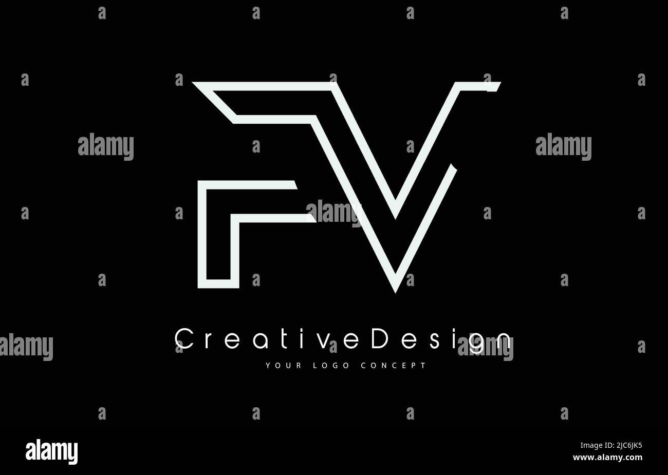 FV F V Letter Logo Design in White Colors. Creative Modern Letters ...