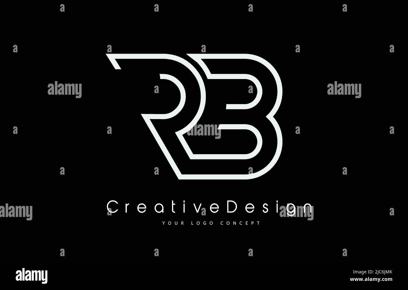 RB R B Letter Logo Design in White Colors. Creative Modern Letters ...