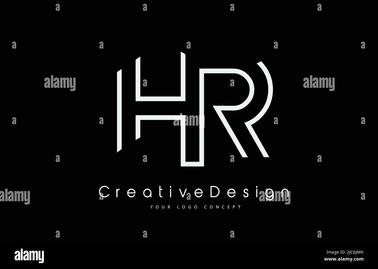 HR H R Letter Logo Design in White Colors. Creative Modern Letters ...