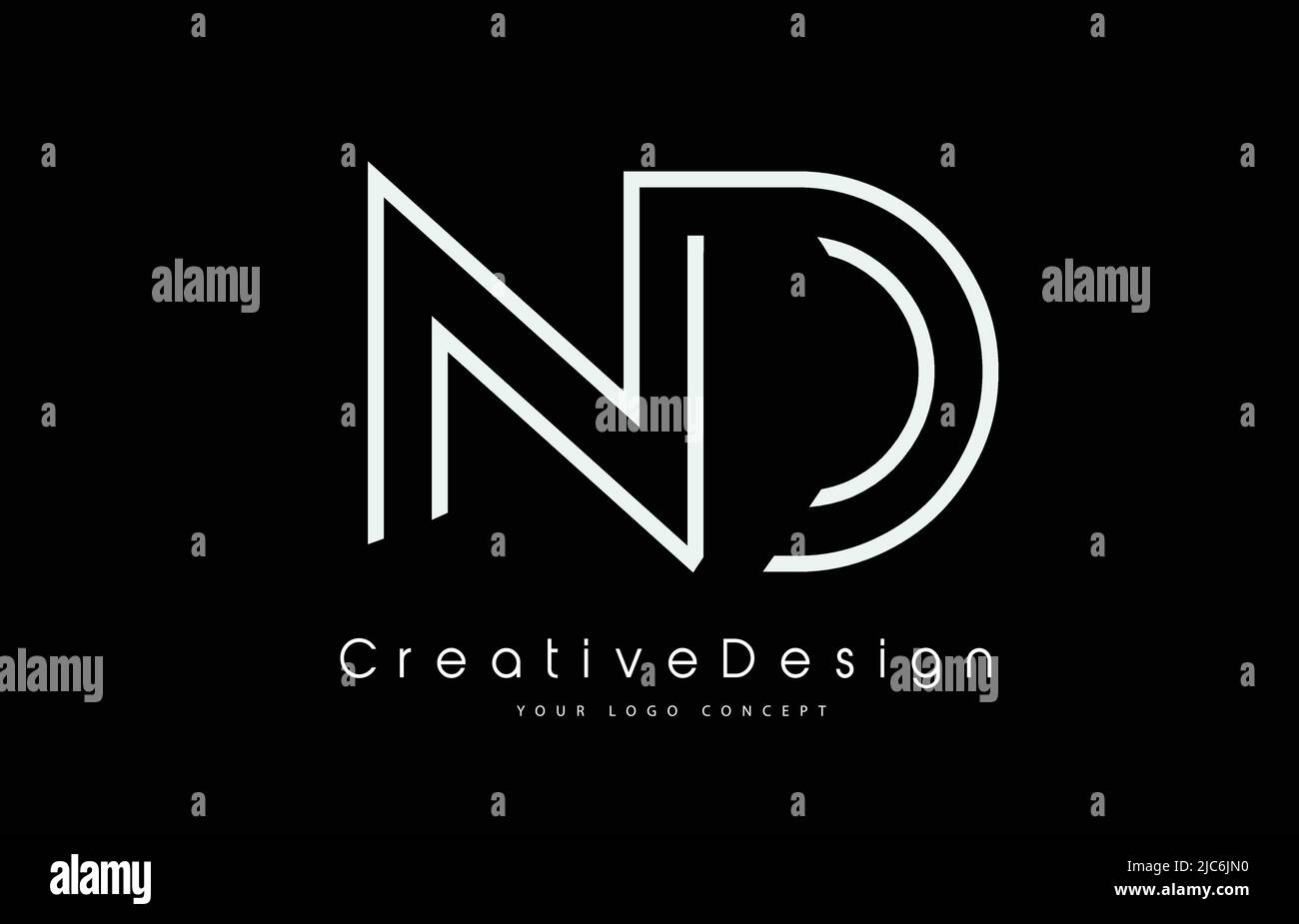 ND N D Letter Logo Design in White Colors. Creative Modern Letters ...