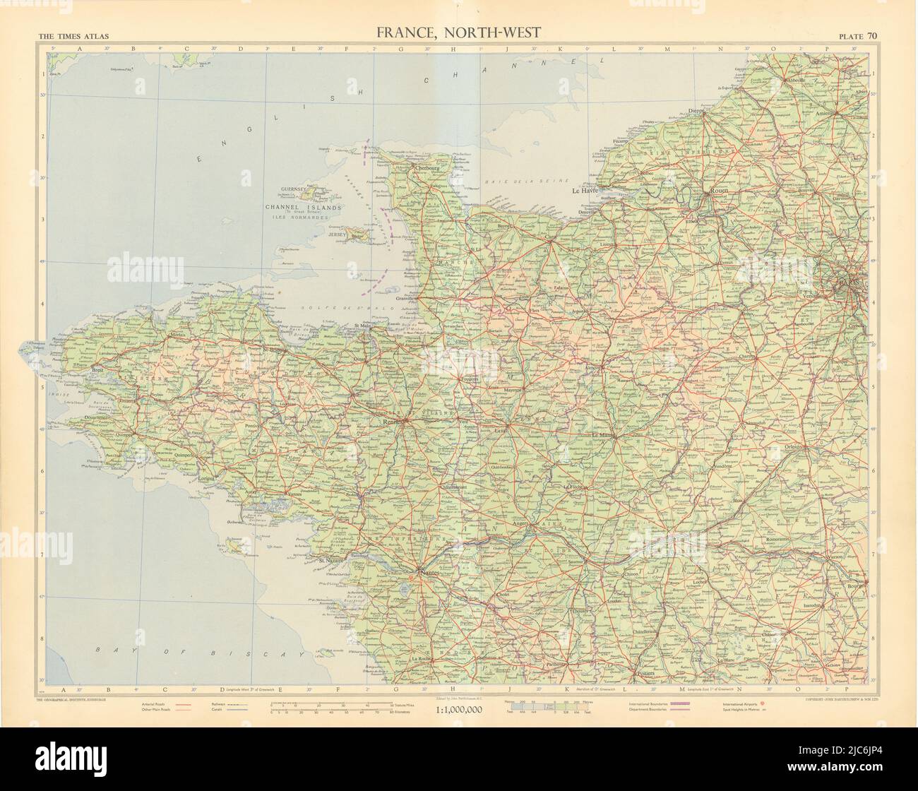 France north-west. Normandy Brittany Pays de Loire. TIMES 1955 old ...