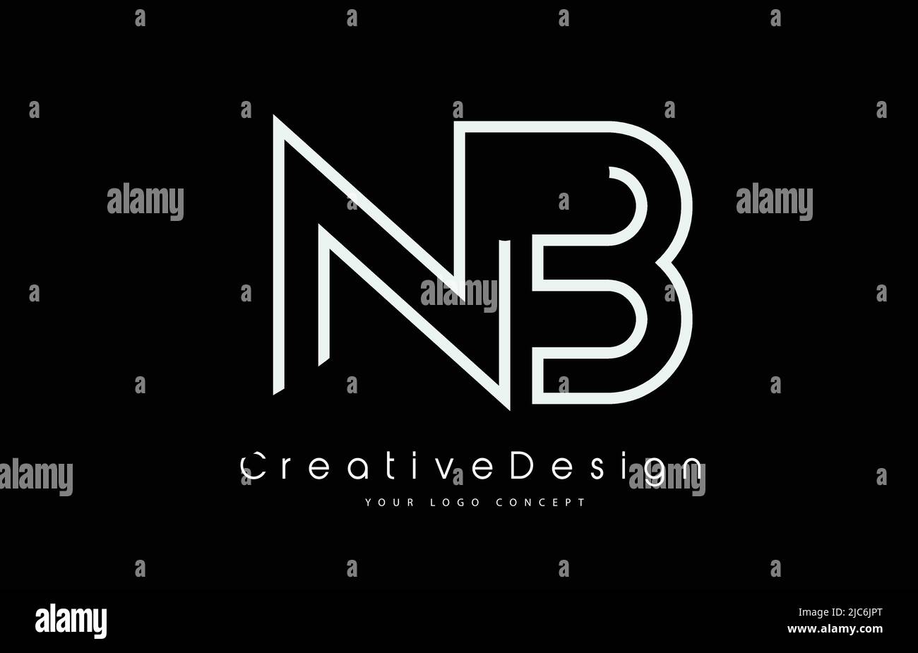 NB N B Letter Logo Design in White Colors. Creative Modern Letters ...