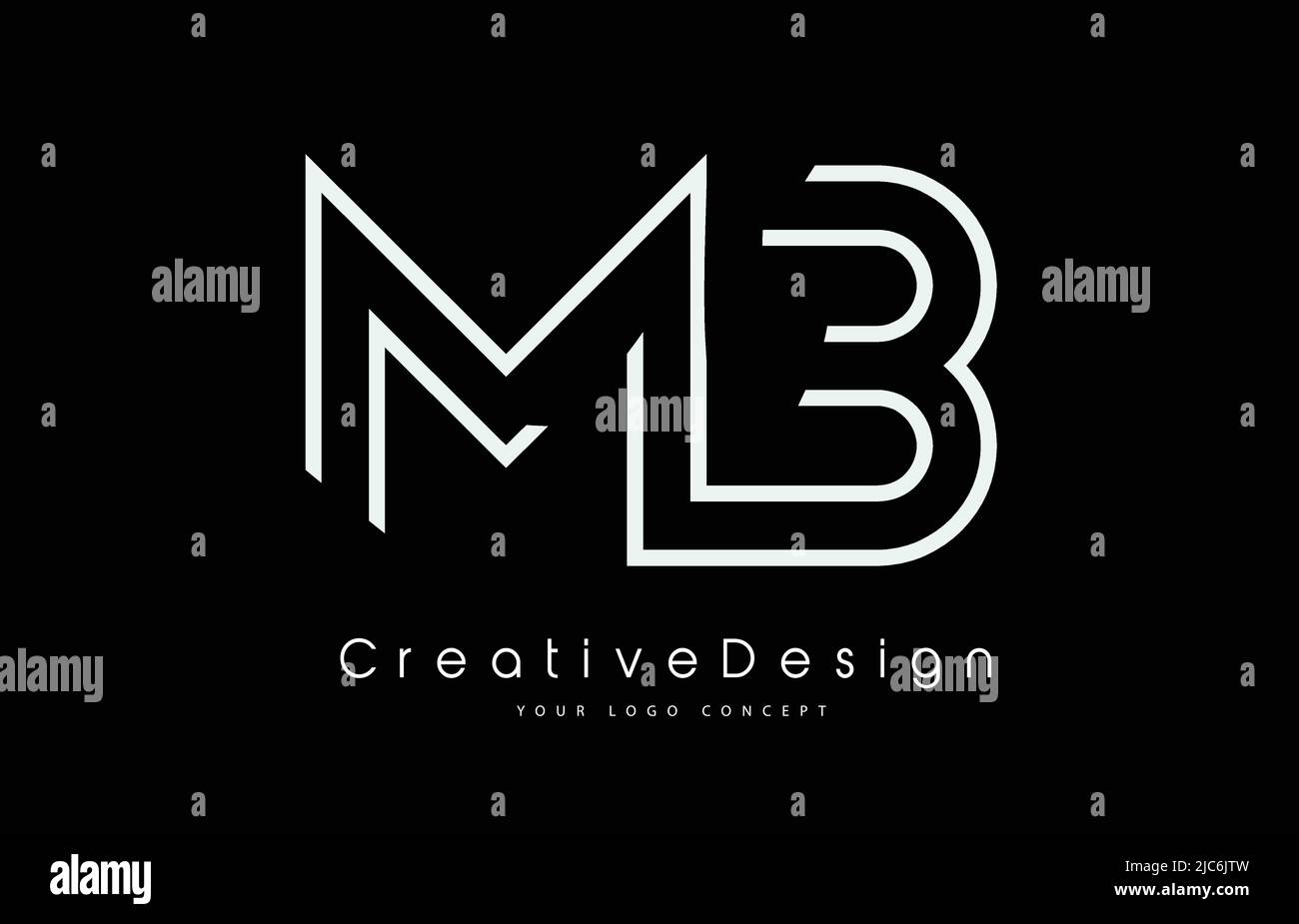 MB M B Letter Logo Design in White Colors. Creative Modern Letters ...