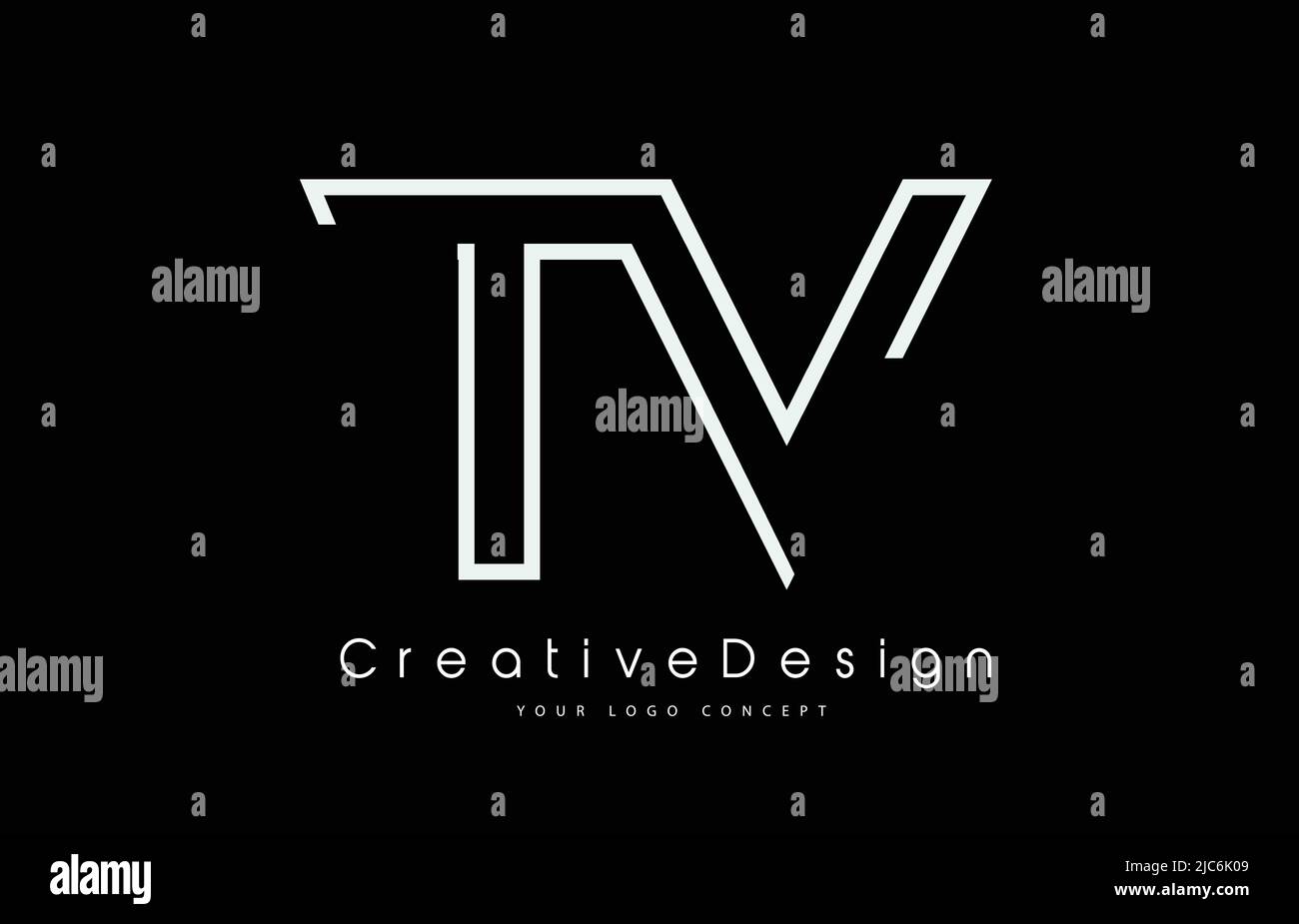 TV T V Letter Logo Design in White Colors. Creative Modern Letters ...