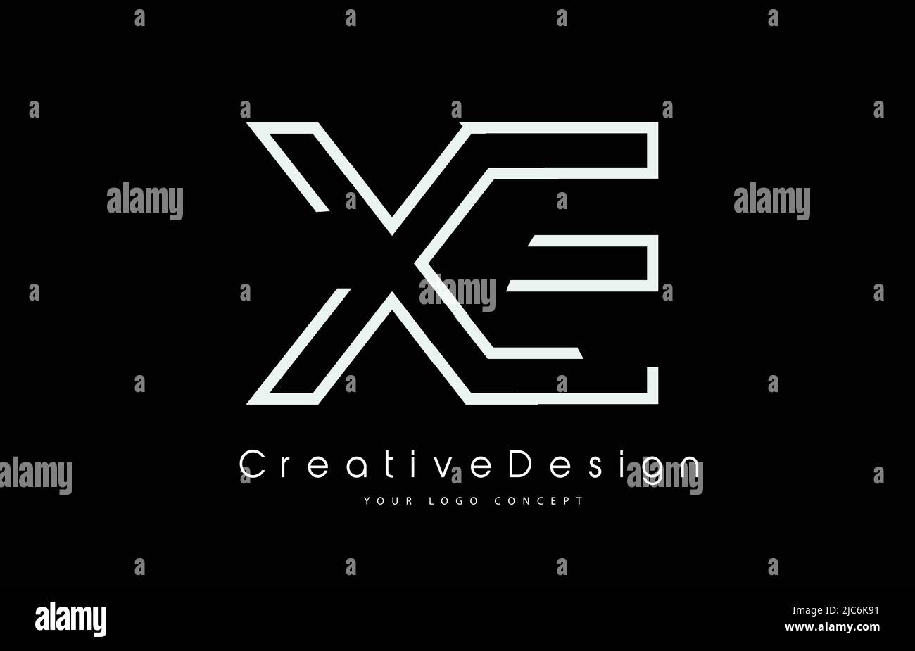 XE X E Letter Logo Design in White Colors. Creative Modern Letters ...