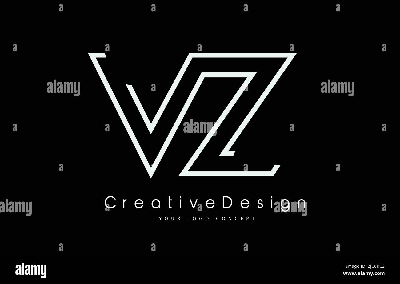 VZ V Z Letter Logo Design in White Colors. Creative Modern Letters ...