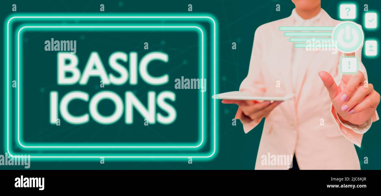 Inspiration showing sign Basic Icons. Conceptual photo pictogram or ...