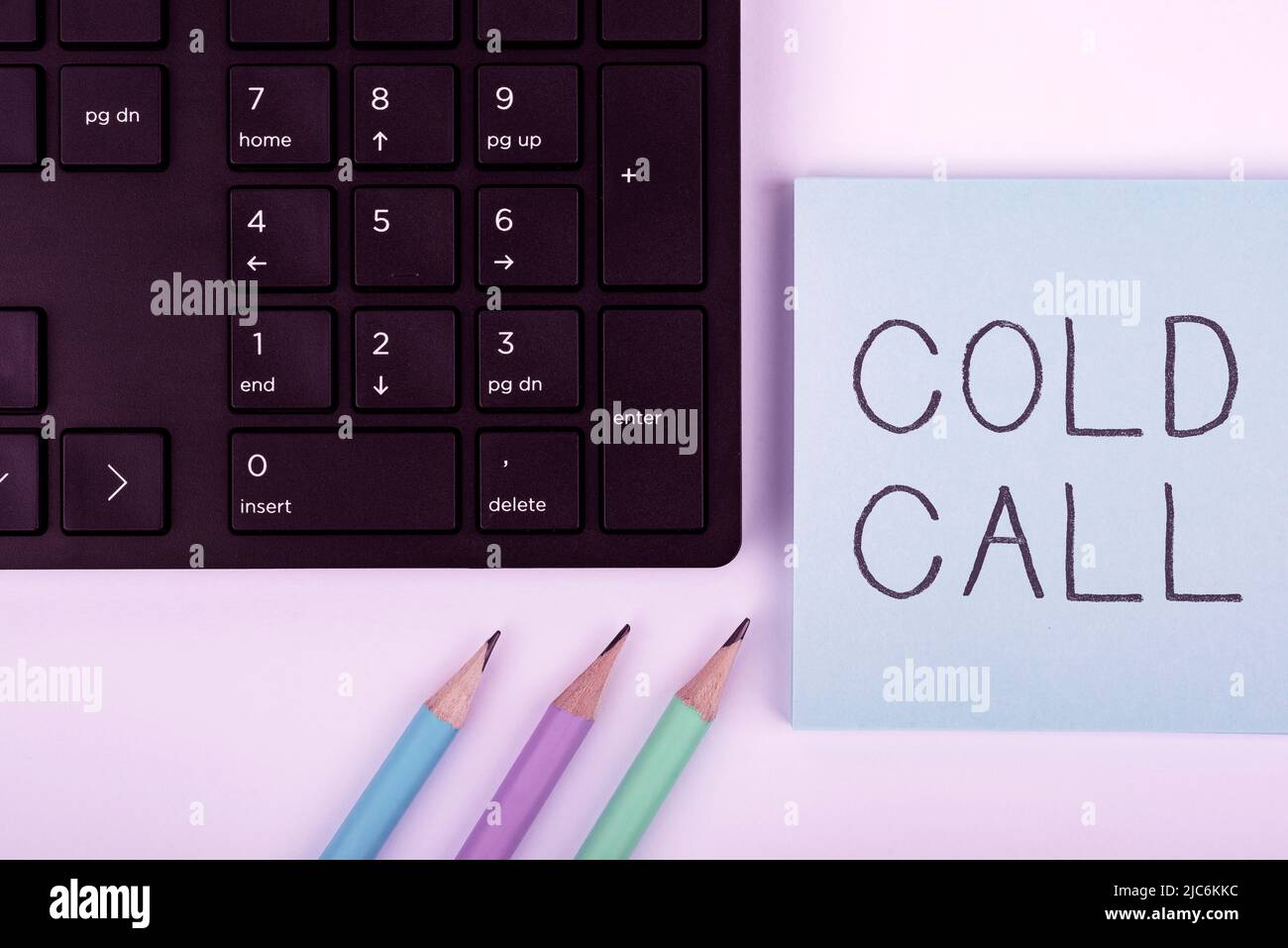 Text caption presenting Cold Call. Word Written on Unsolicited call ...