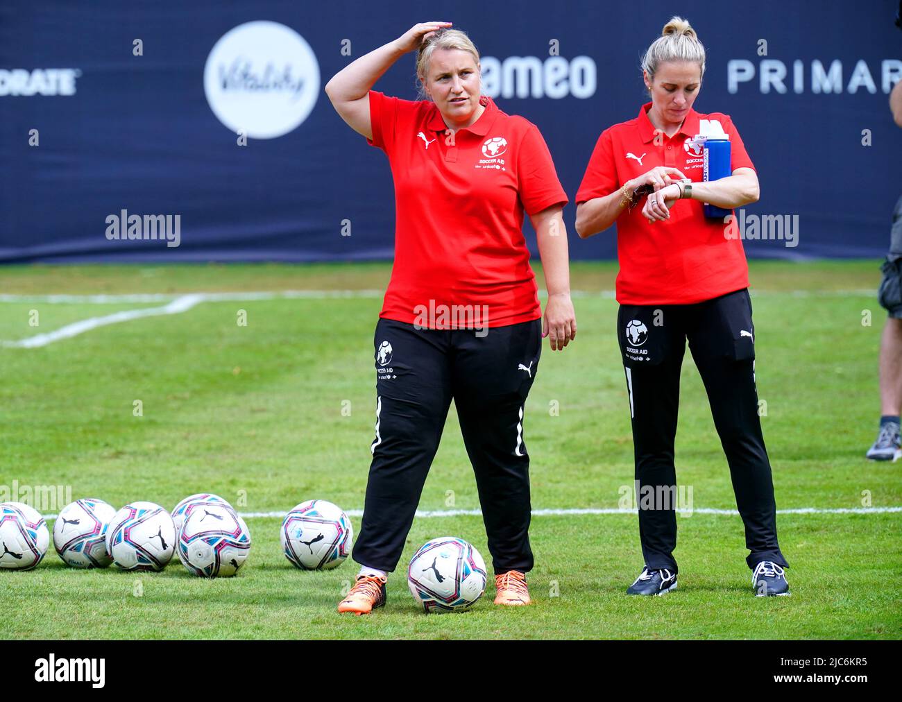 England management team Emma Hayes (left) and Vicky McClure during a ...
