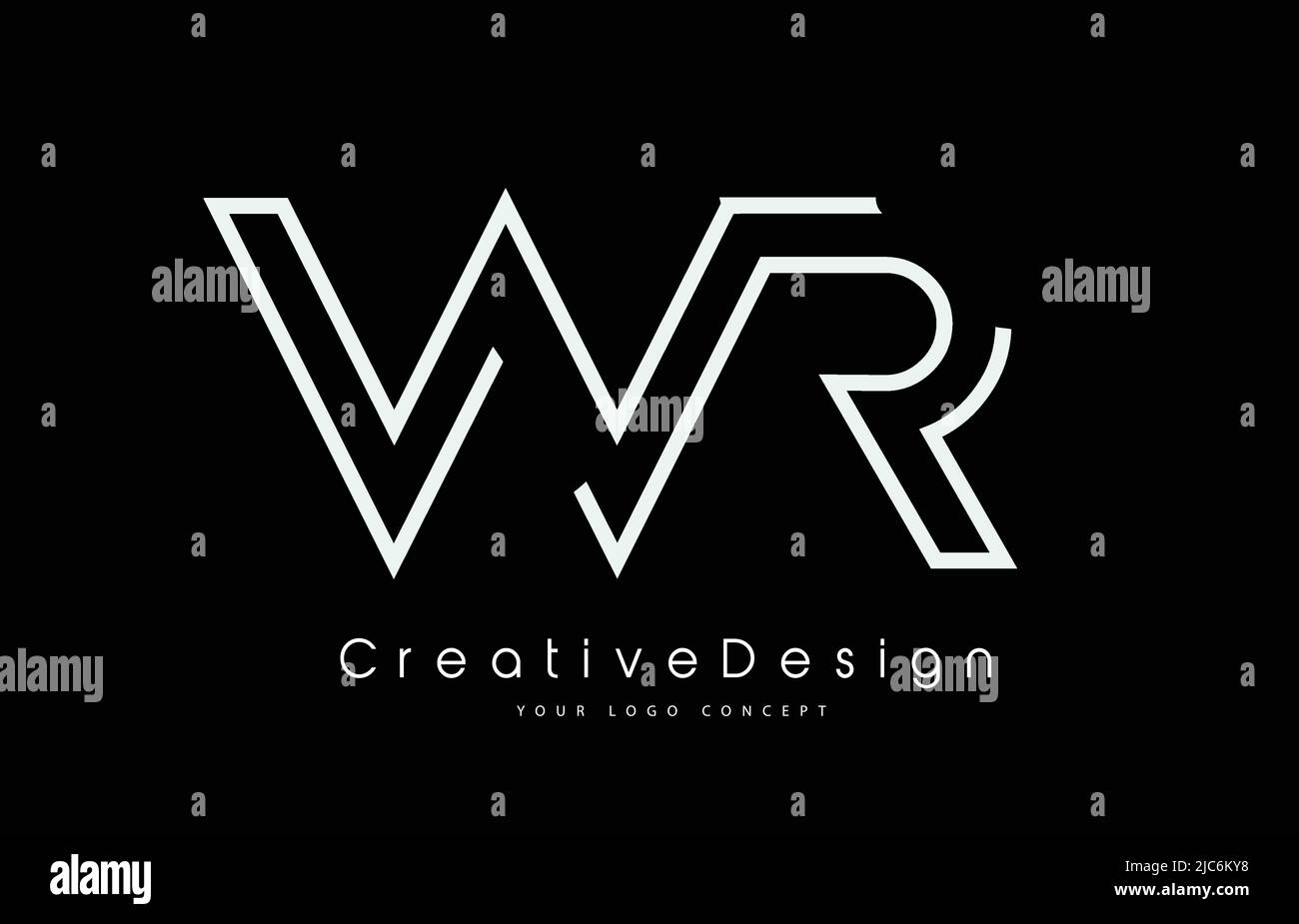 WR W R Letter Logo Design in White Colors. Creative Modern Letters ...