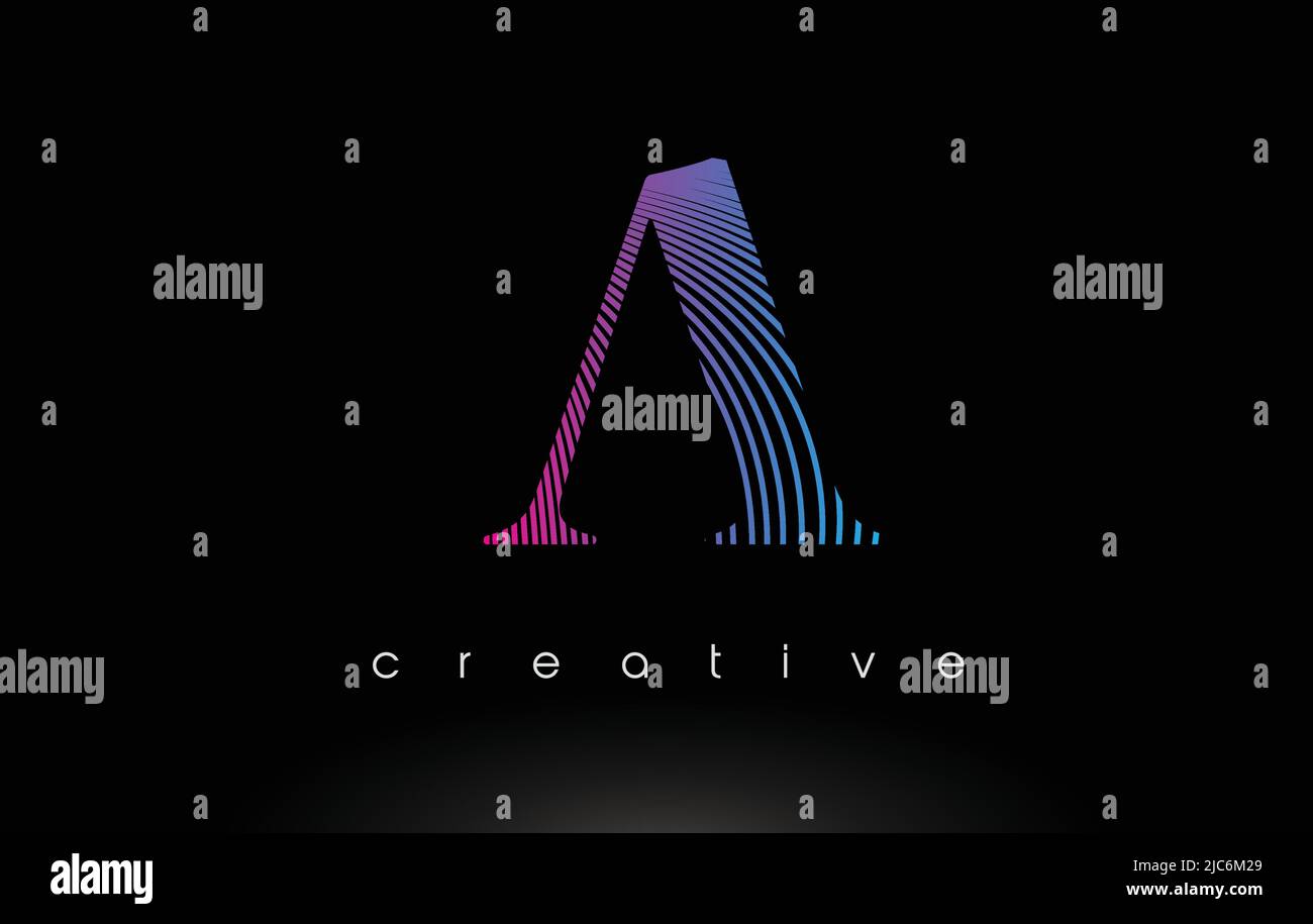 A Logo Design With Multiple Lines. Artistic Elegant Purple Blue Lines ...