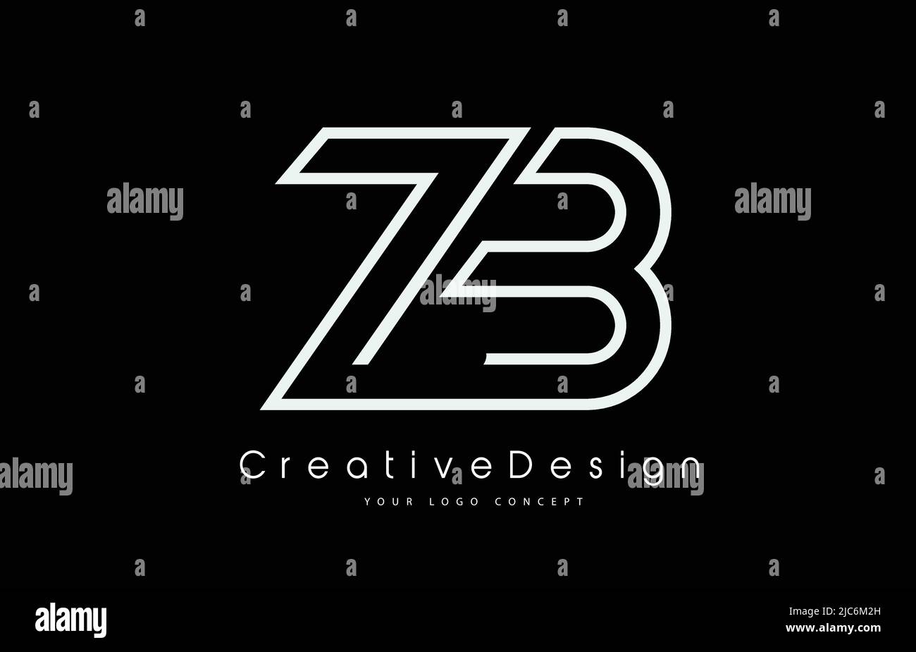 ZB Z B Letter Logo Design in White Colors. Creative Modern Letters ...