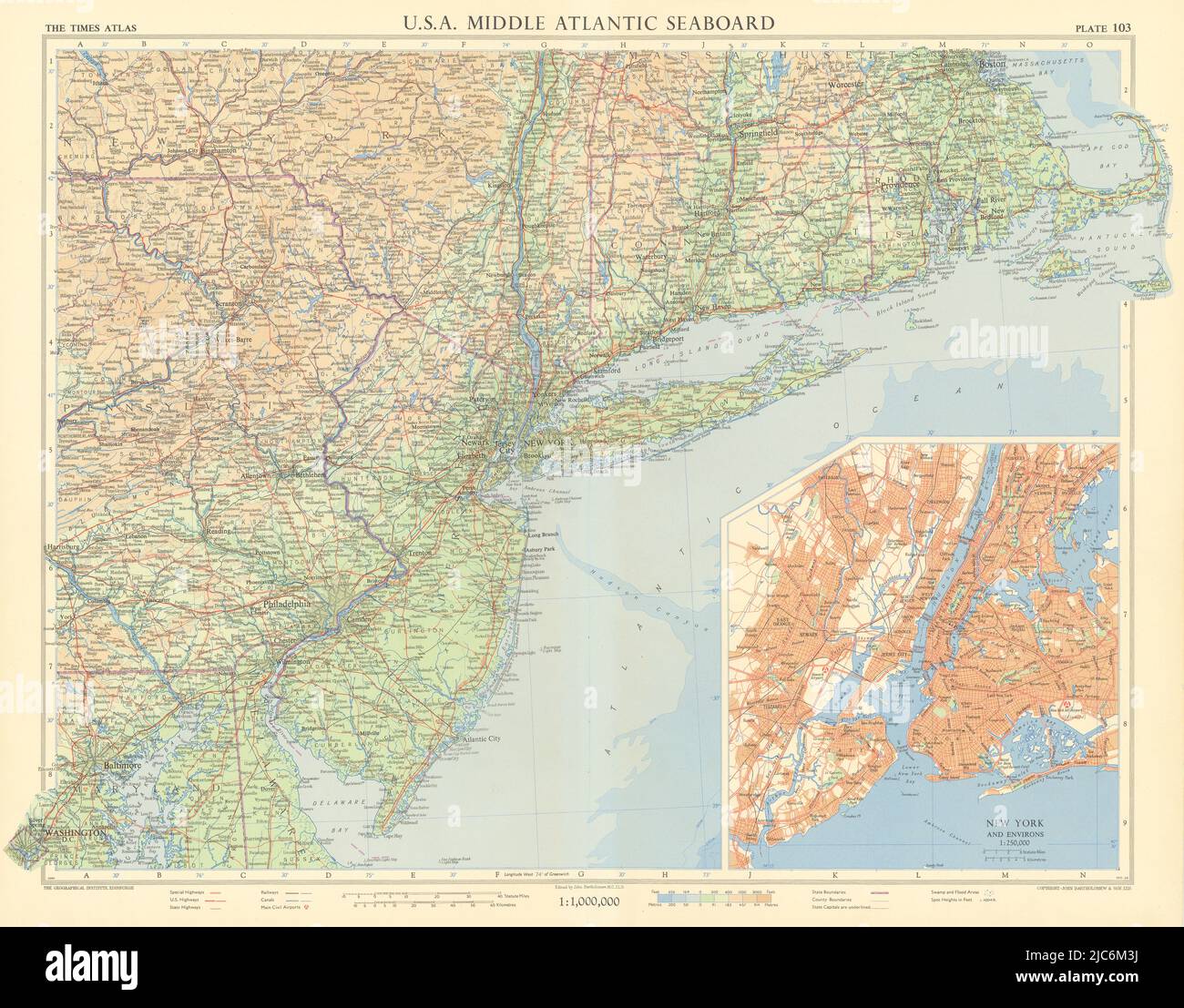 USA Middle Atlantic seaboard. New York City. New England. TIMES 1957 ...