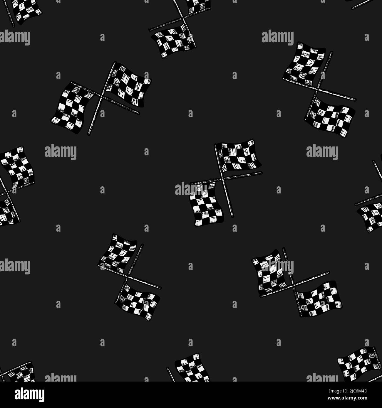 Race flag seamless pattern engraving. Vintage sport background in hand ...