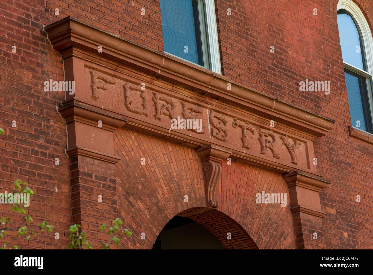 East Lansing MI - May 14, 2022: Masonry signage for the Old Forestry ...
