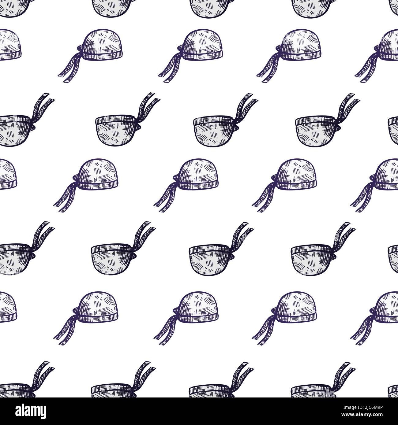 Bandana chef hat seamless pattern engraving. Vintage cooking background ...