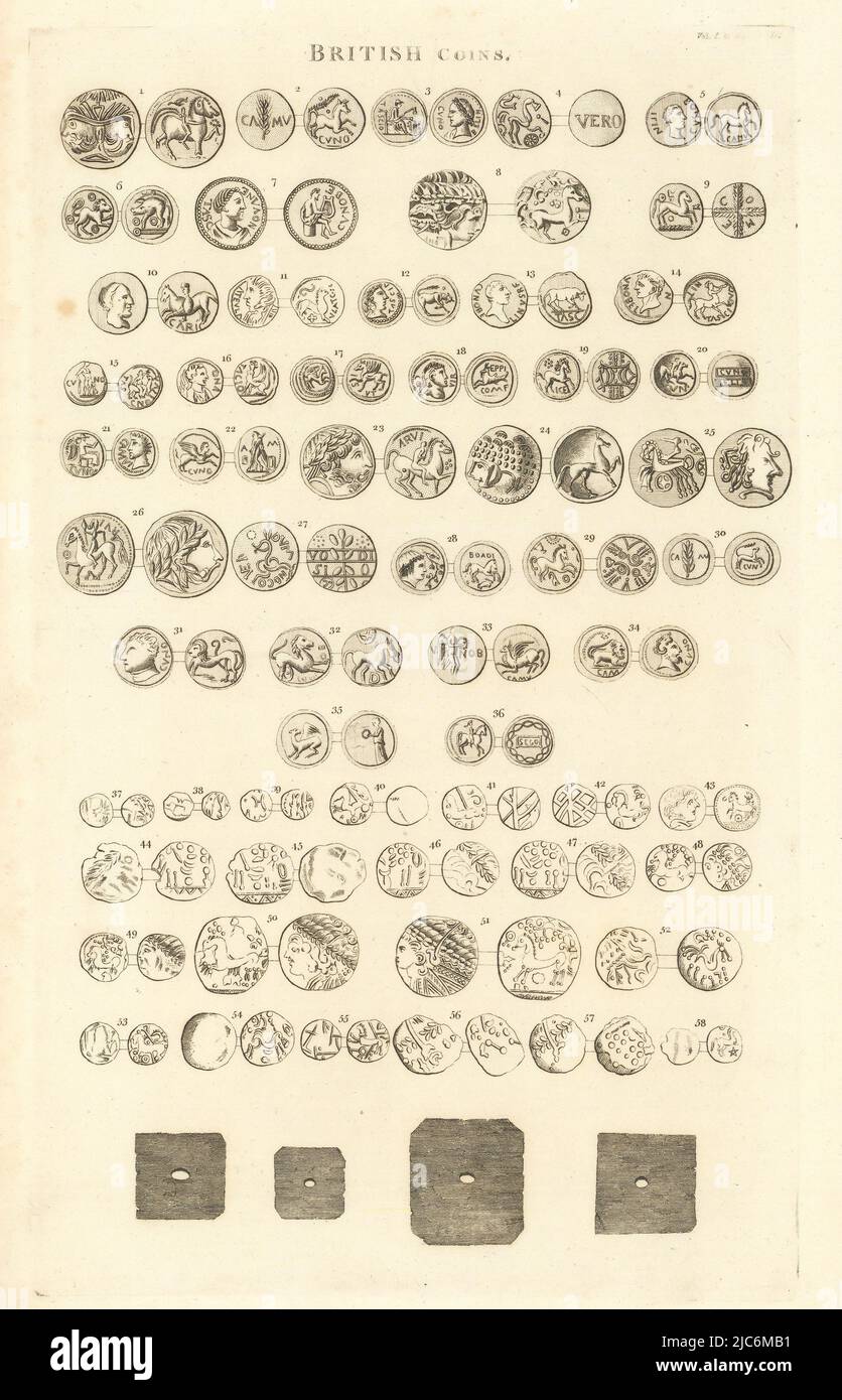 Ancient British Coins. Antique print by Francis CARY 1806 old Stock ...