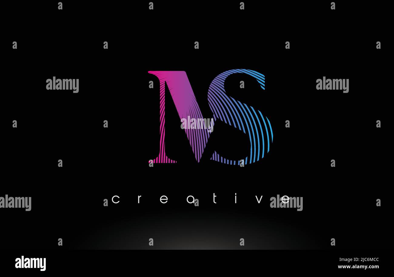 MS Logo Design With Multiple Lines. Artistic Elegant Purple Blue Lines ...