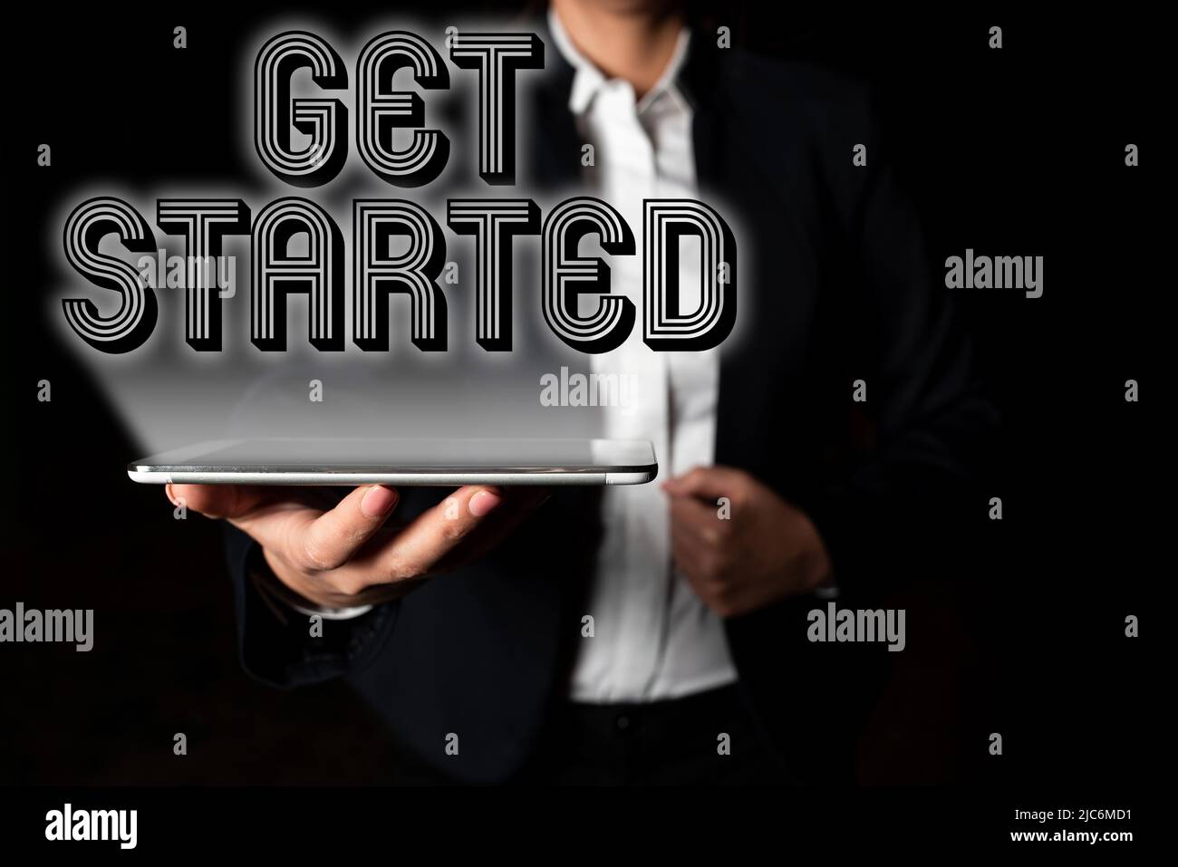 Conceptual caption Get Started. Business idea asking someone to begin task endeavour or process ...