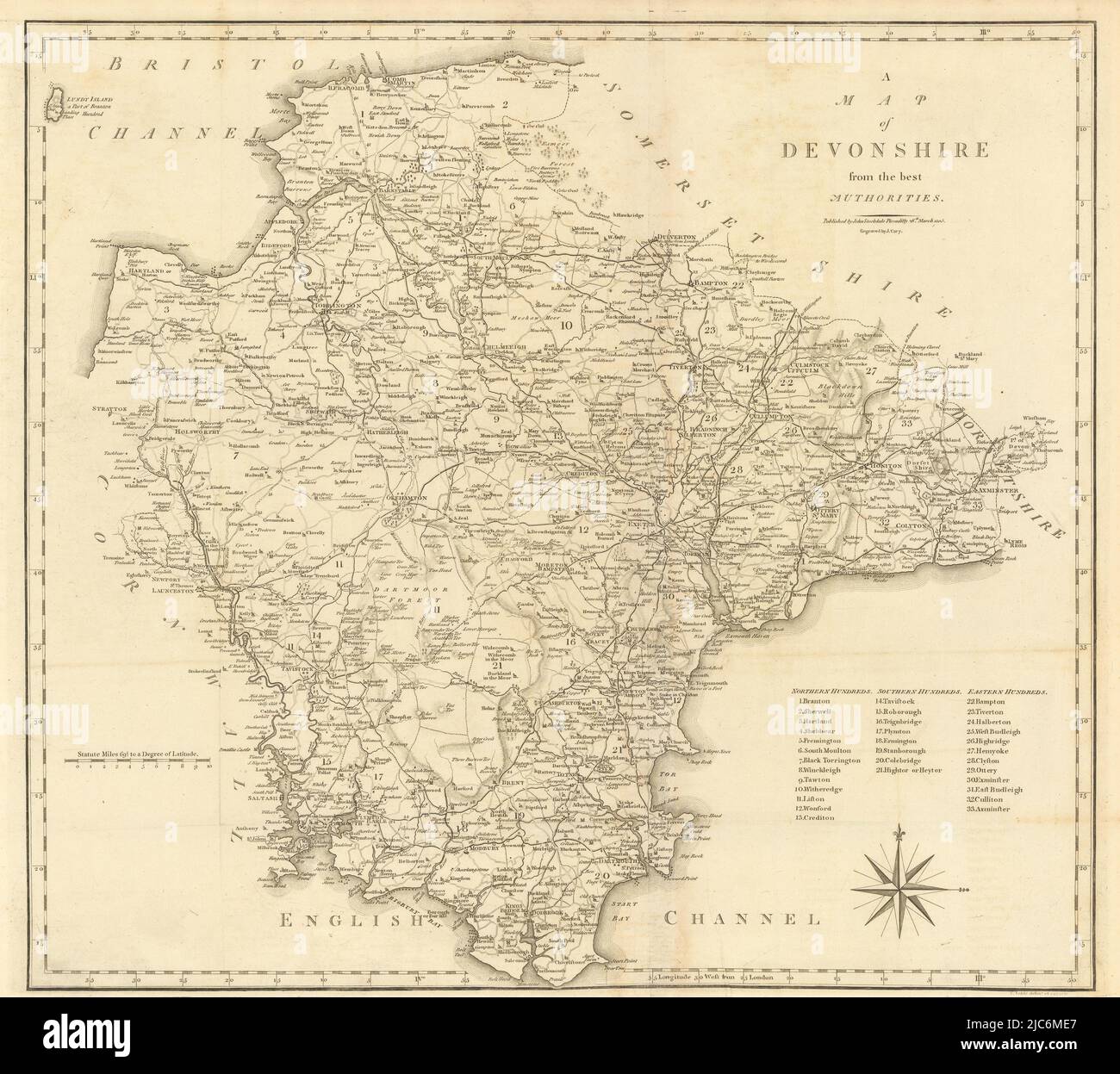 "A map of Devonshire from the best authorities". County map. CARY 1806 ...