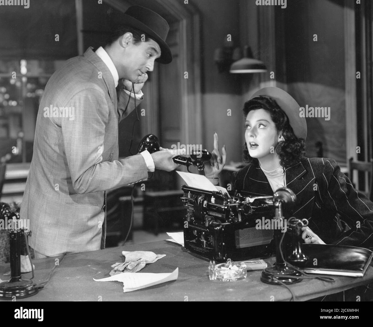 Cary Grant, Rosalind Russell, "His Girl Friday" (1940). Photo credit ...