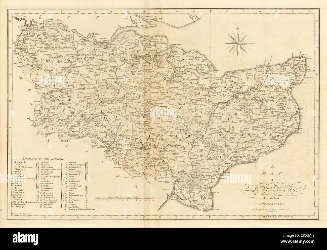 "A map of Kent from the best authorities". County map. CARY 1806 old ...