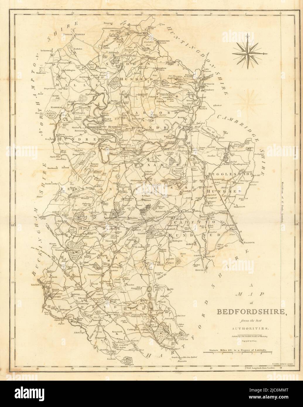 "A map of Bedfordshire from the best authorities". County map. CARY ...