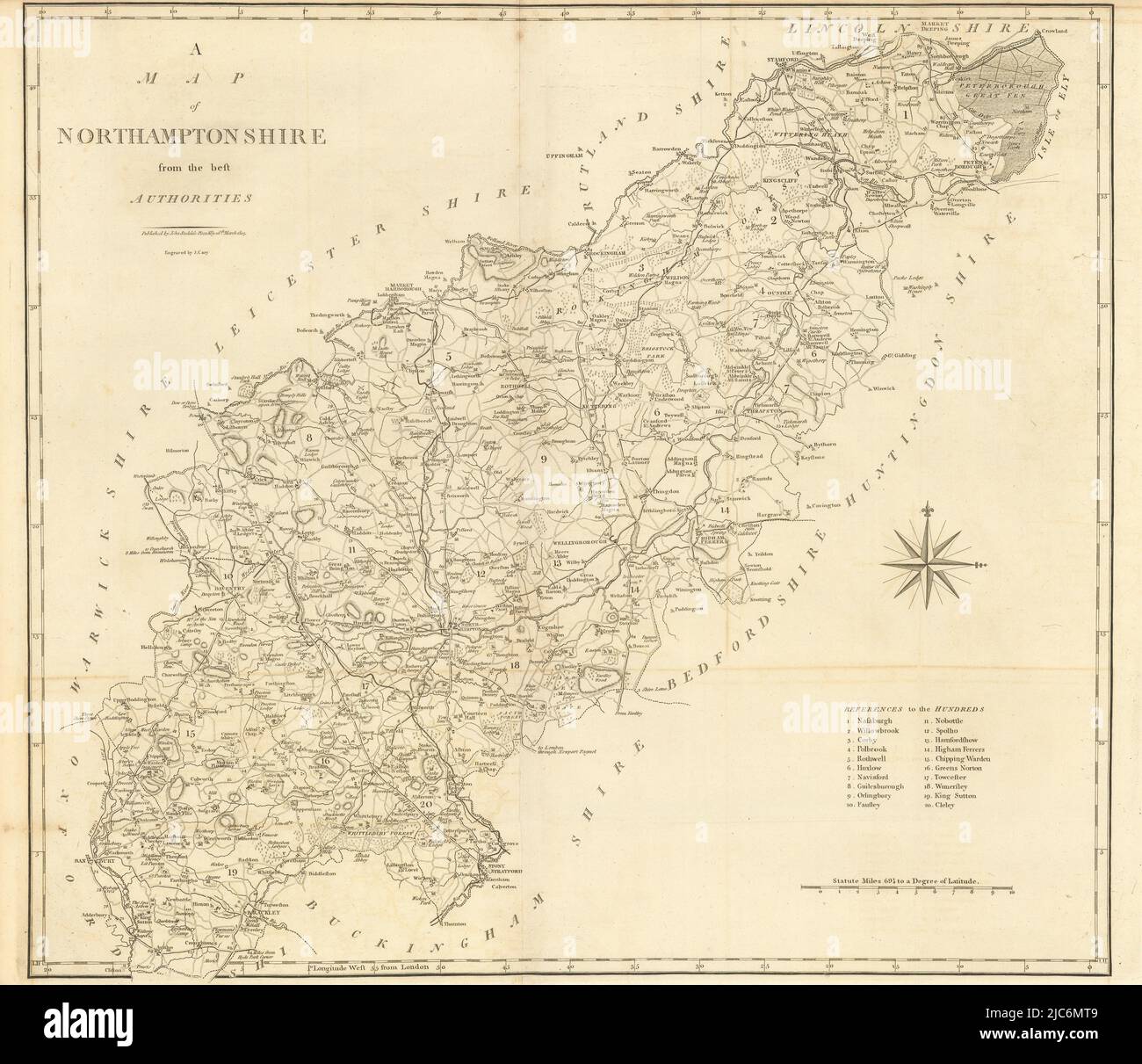 "A map of Northamptonshire from the best authorities". County map. CARY ...