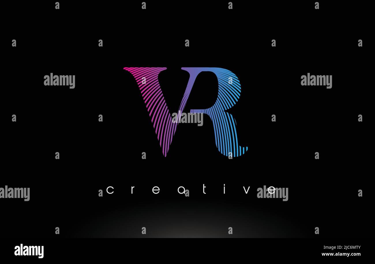 VR Logo Design With Multiple Lines. Artistic Elegant Purple Blue Lines ...