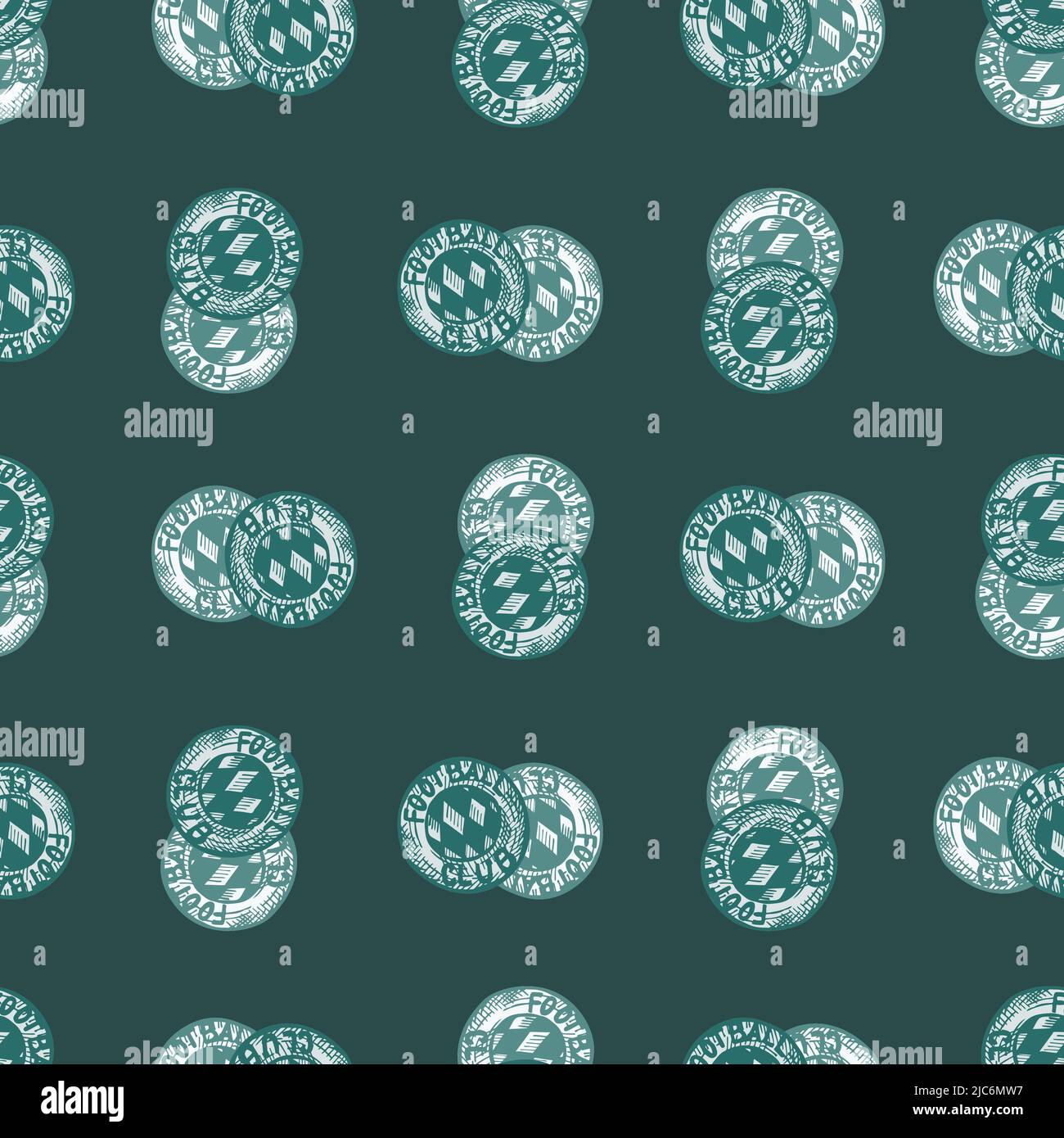 Football emblem engraving seamless pattern. Vintage background sport ...