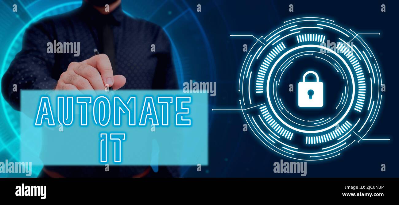 Hand writing sign Automate It. Conceptual photo convert process or ...