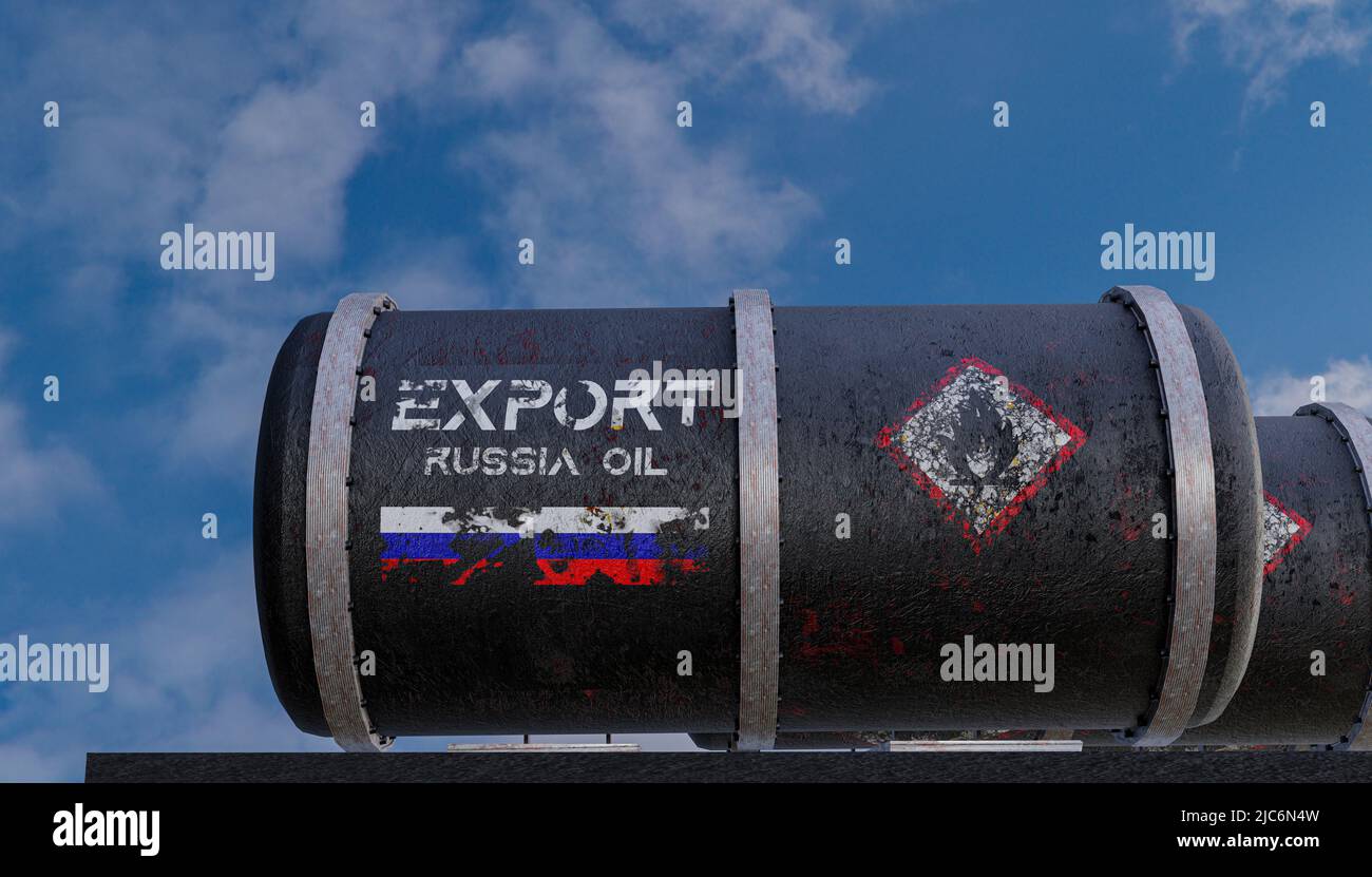 Russian Oil Tank. oil tank background, Russia flag on tank, sanctions ...