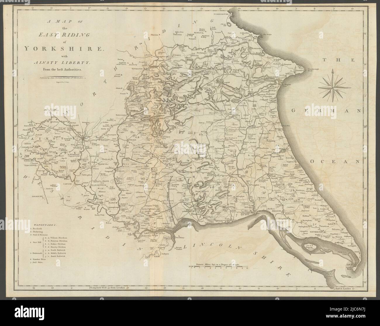 A map of the East Riding of Yorkshire with Ainsty Liberty by John CARY ...