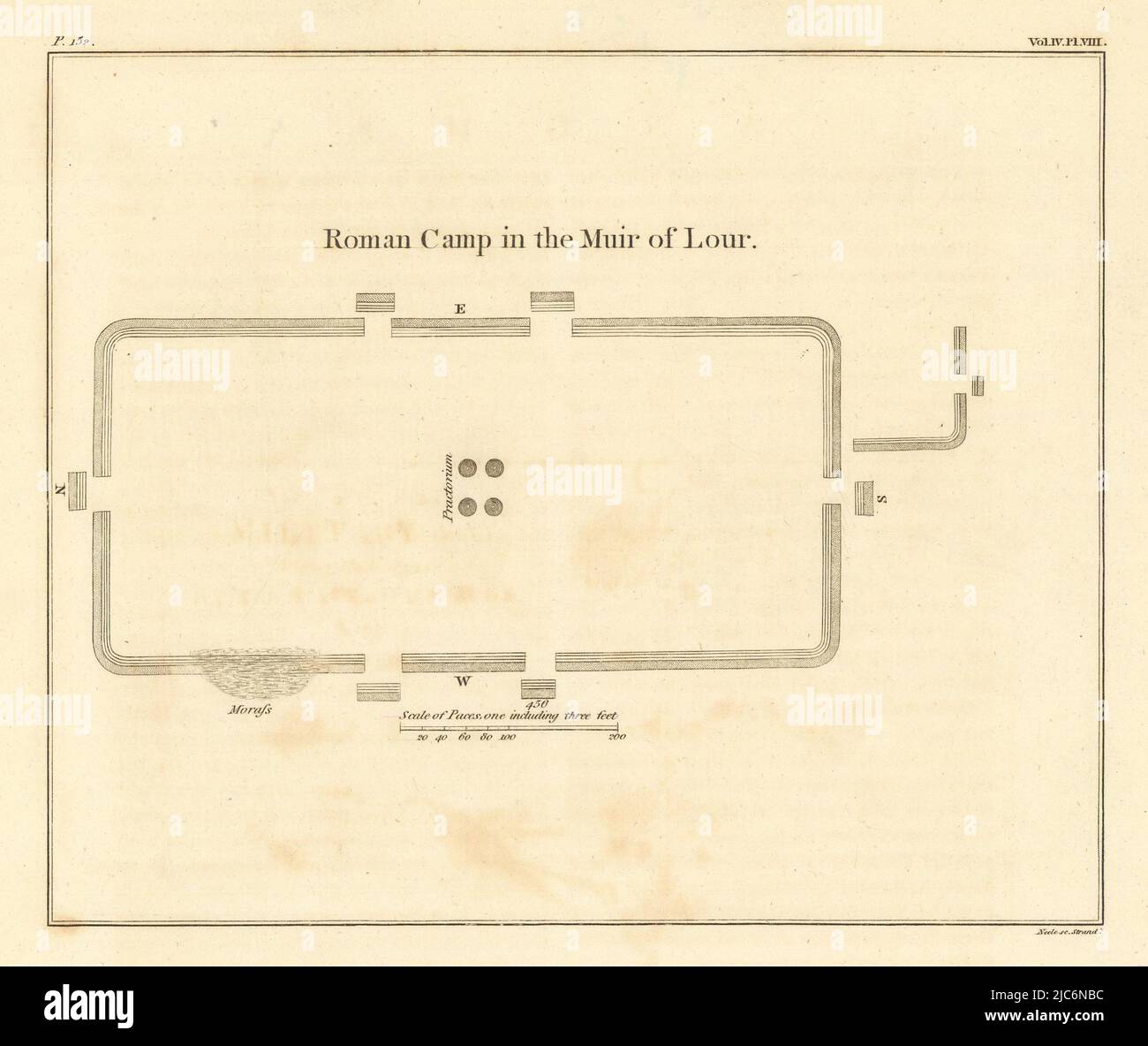 "Roman Camp in the Muir of Lour". Kirkbuddo, Forfar, Scotland 1806 old ...