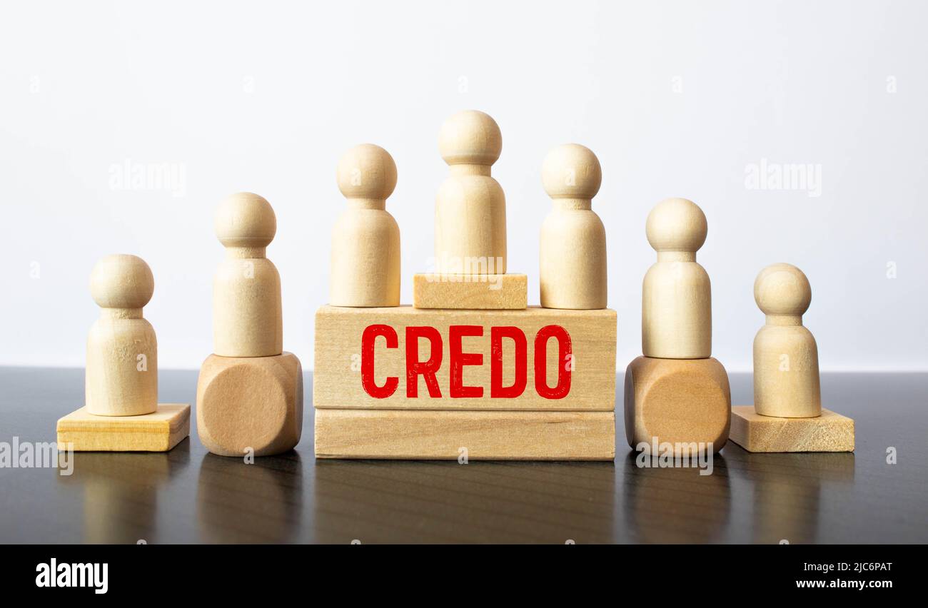 Word credo. Wooden small cubes with letters isolated on white ...