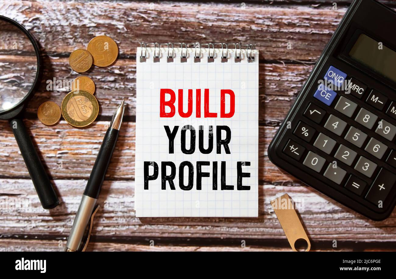 text Build your profile on torn paper, business concept Stock Photo - Alamy
