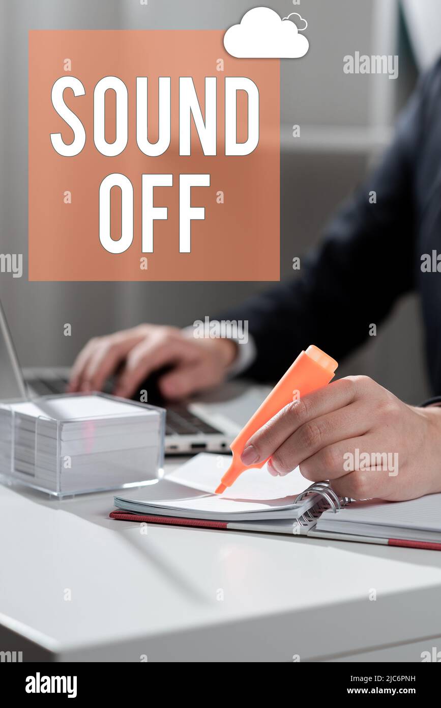 Text caption presenting Sound Off. Business overview To not hear any ...