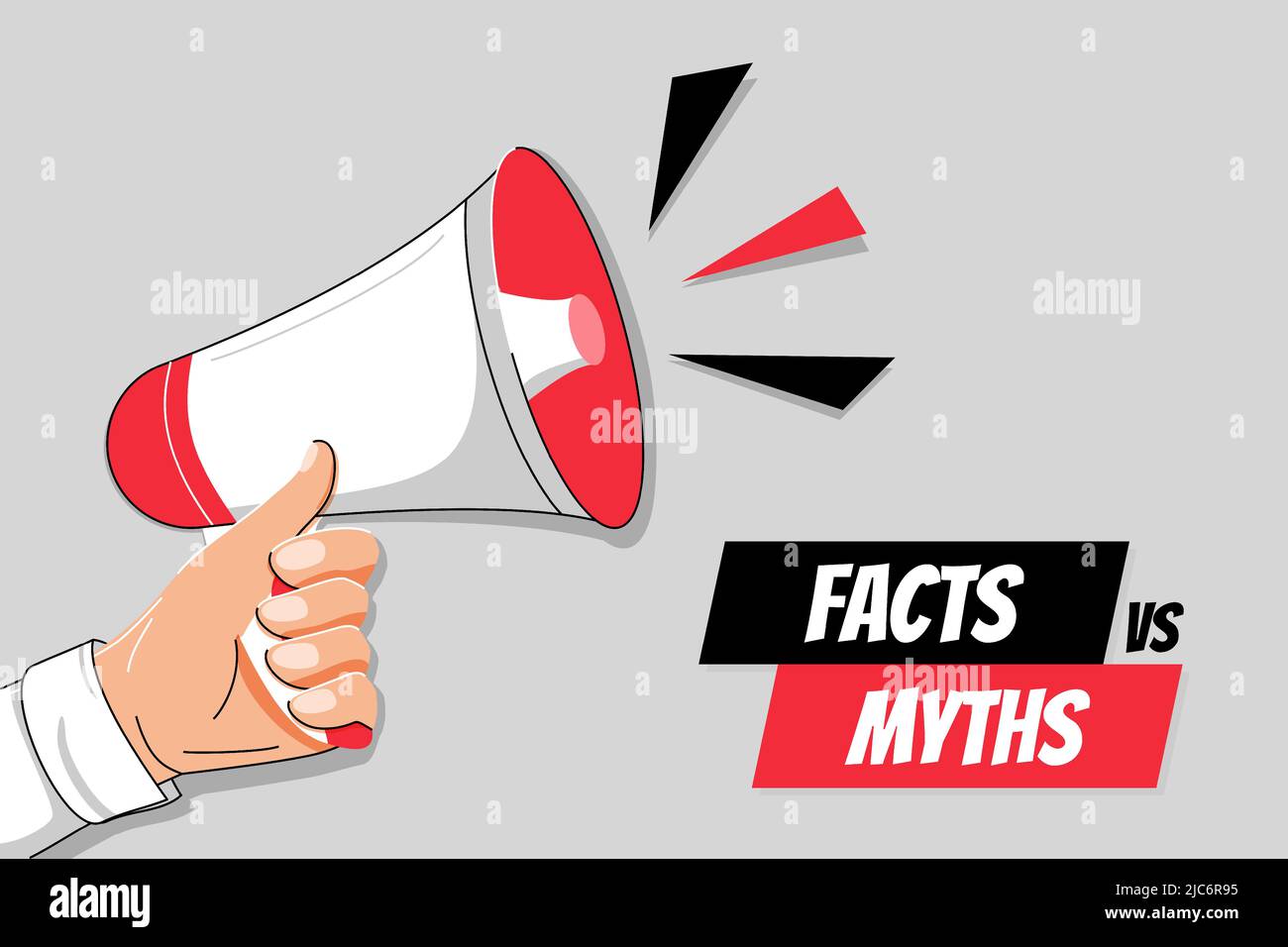 Myths vs facts Vector illustration on white background Thin line speech ...