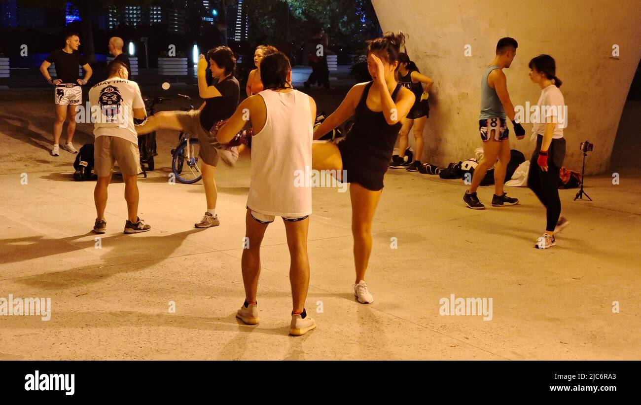 SHANGHAI, CHINA - JUNE 7, 2022 - Chinese and foreign fight fans train ...