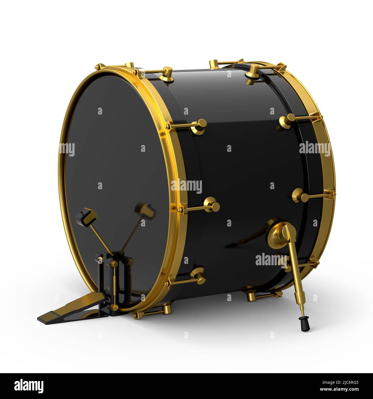 Realistic drum with pedal on white background. 3d render concept of ...