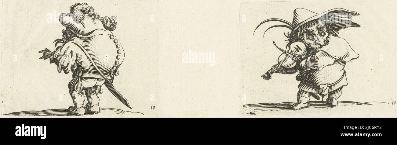 Left: dwarf, seen more or less on his left side, with a hunchback over ...