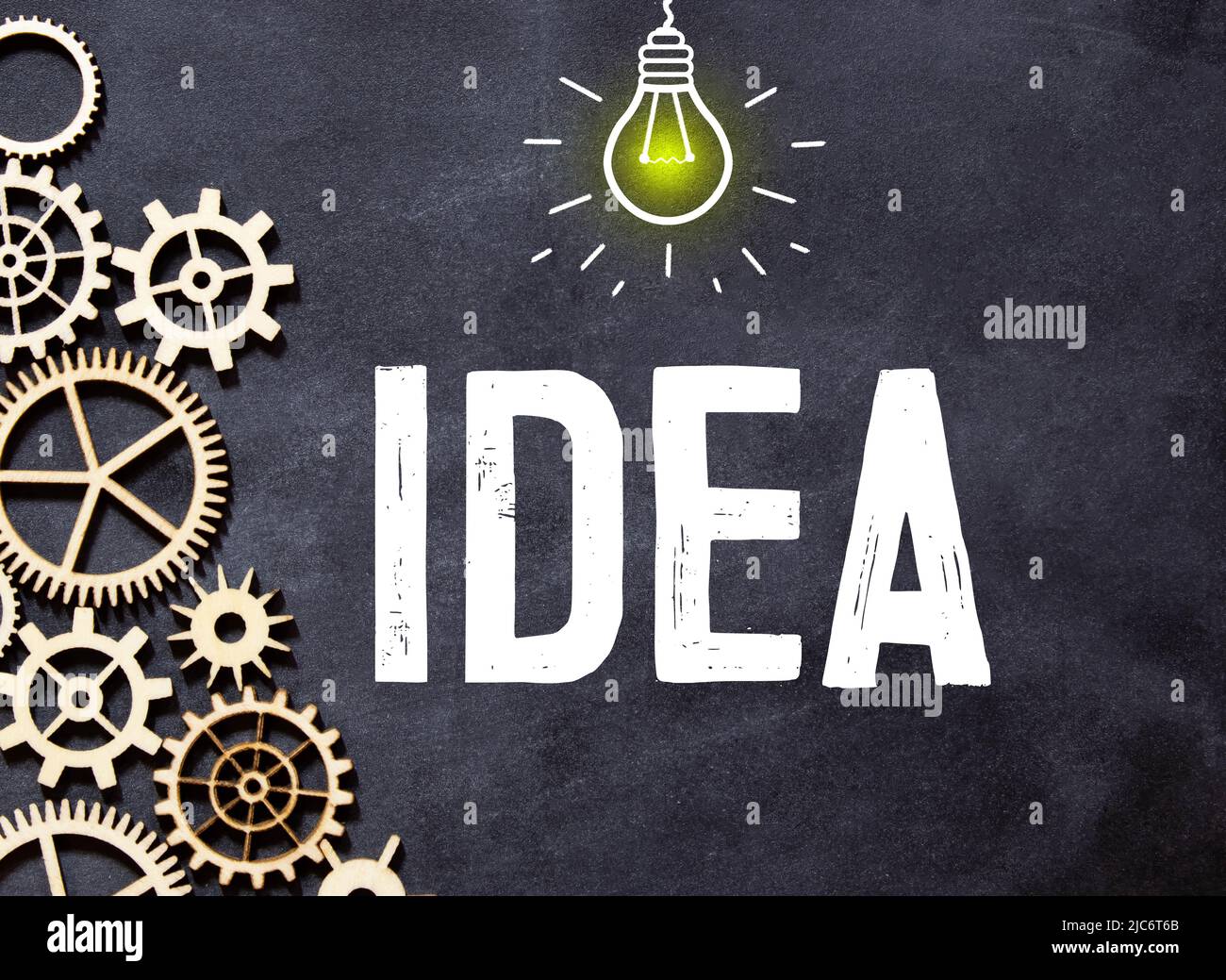 light bulb with Idea text on chalkboard Stock Photo - Alamy