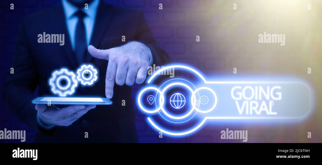 Text sign showing Going Viral. Word Written on image video or link that ...