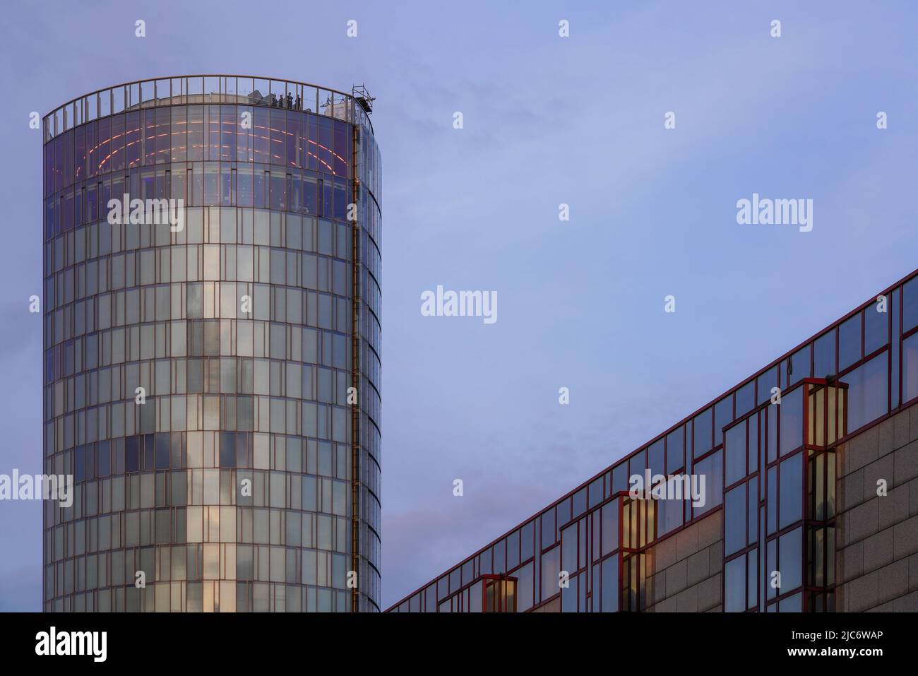 Close-up Hotel Hyatt Regency and the Cologne Triangle a high-rise ...