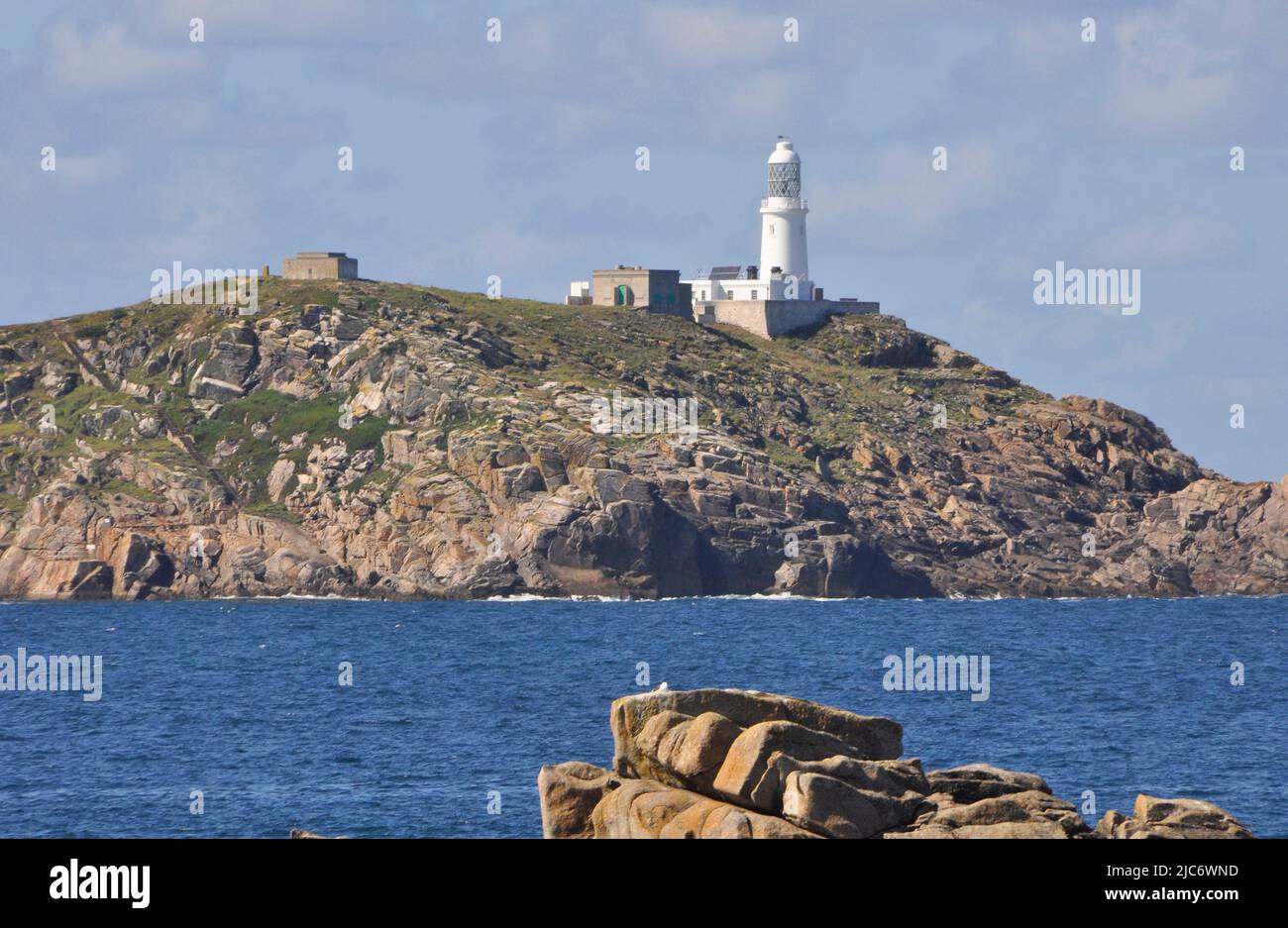 Round Island in the Isles of Scilly archipelago with its Lighthouse ...